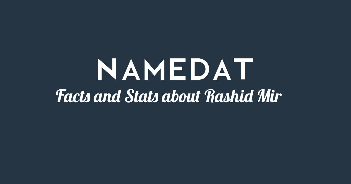 Rashid Mir: Background Data, Facts, Social Media, Net Worth and more!